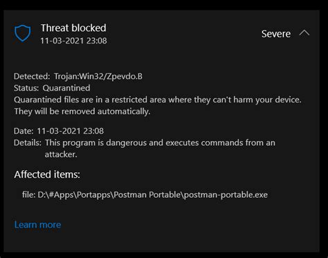 Trojan Infestation Identified By Windows Defender Issue Portapps Postman Portable GitHub