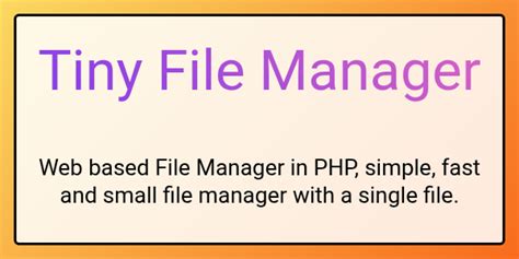 Tiny File Manager Project Details
