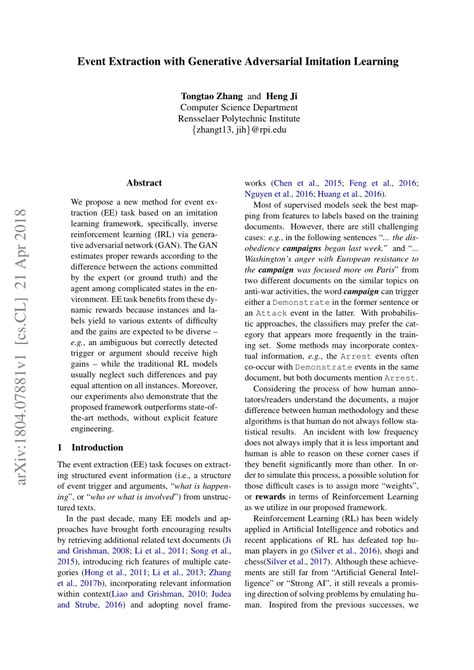 Pdf Event Extraction With Generative Adversarial Imitation Learning