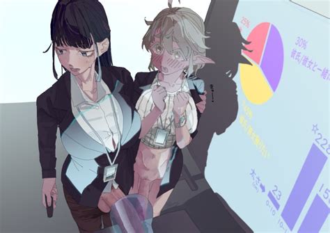 Straysecond Original 2futa Black Hair Black Jacket Black Pantyhose