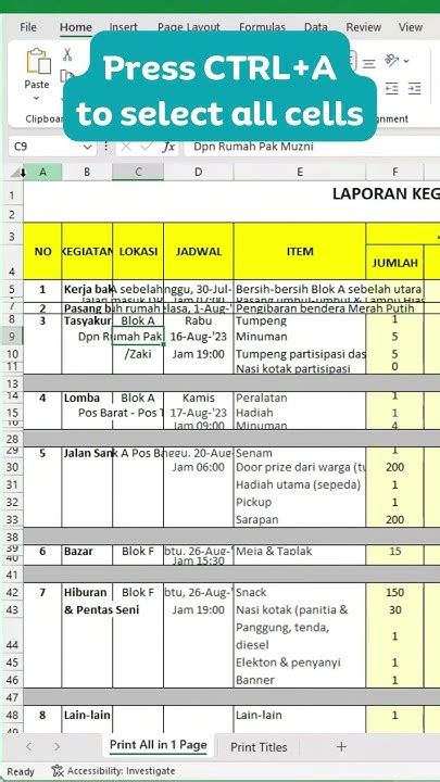 Cara Merapikan Excel Dengan Cepat Shorts Excel Exceltutorial Youtube