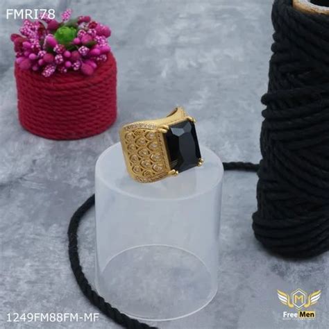 Freemen Black Stone With Morpich Design Golden Ring For Men Fmri78 At ₹ 105000 In Ahmedabad