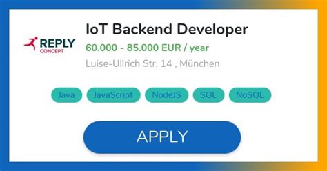 Iot Backend Developer Rgermantechjobs