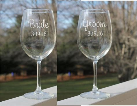 Wedding Wine Glasses Personalized Wine Glasses Set Of 2 Etched Wine