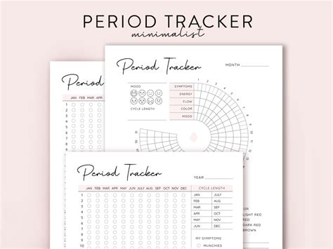 Minimal Period Tracker Digital Women Period Planner Menstrual Cycle