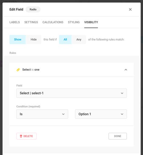 Display Radio Button Option Based On The Selected Option In First Field