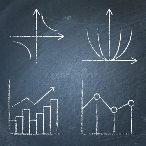 Math Science Icons Set In Line Style On Chalkboard Stock Vector