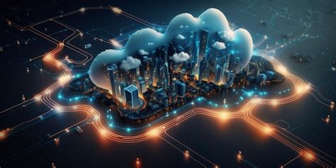 Premium Photo A Cloud Computing Map With A Blue Background And The