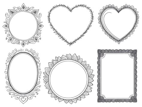 Hand Drawn Set Of Simple Frame And Border With Different Shapes