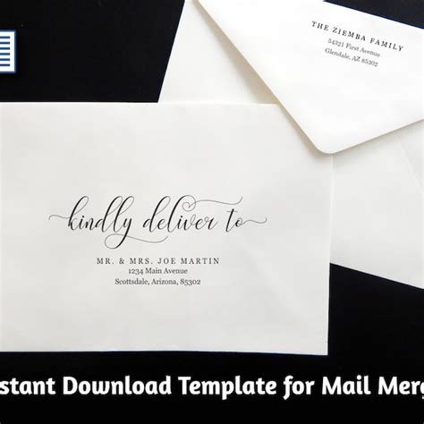 Microsoft Mail Merge Envelope Template Etsy