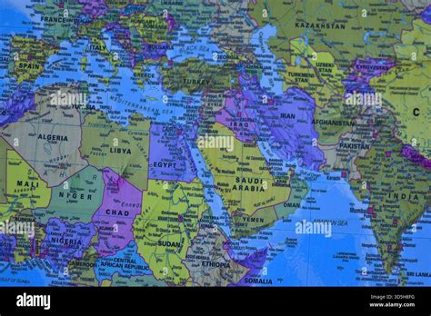 Political Map Highlights Europe North Africa And Middle East Showing
