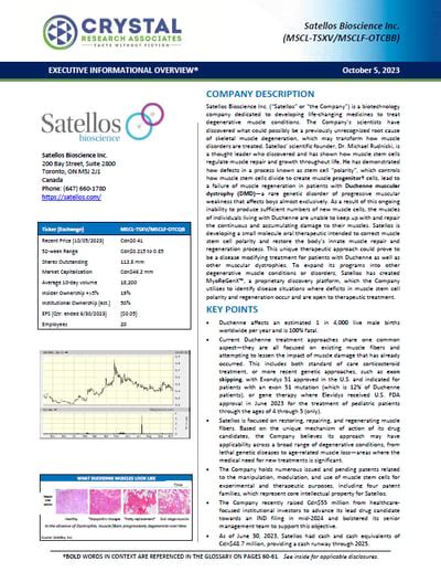 Satellos Bioscience Inc Independent Equity Research Crystal