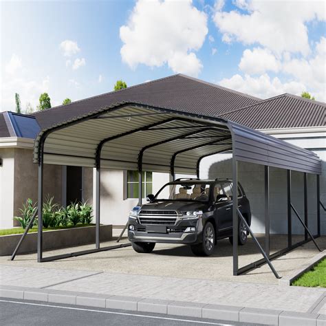12x20ft Metal Carport Heavy Duty Carport With Galvanized Steel Roof
