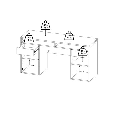 Function Plus γραφείο με 2 ντουλάπια και 2 συρτάρια 149x48x774εκ