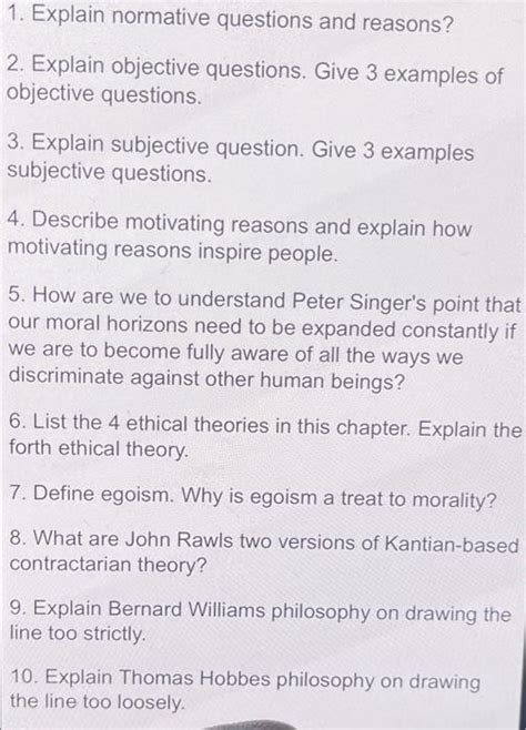 1 Explain Normative Questions And Reasons 2