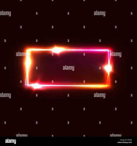 Neon Rectangle Frame Square Geometric Shape With Vibrant Electric Red Pink Colors Led Light