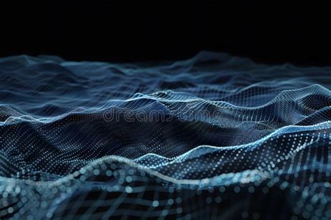 Abstract Data Technology Background With Glowing Polygonal Waves Stock