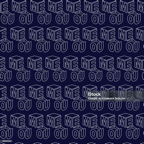 패션 직물 웹 월퍼 포장 및 모든 인쇄를위한 Me 및 You원활한 패턴 벡터 디자인에서 현대적인 오타 3d개요 개념에 대한 스톡