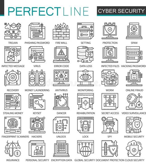 Cyber Security Outline Mini Concept Symbols Computer Network