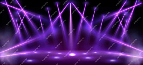 연기와 무대 조명 스포트 라이트 빔 스튜디오 무료 벡터