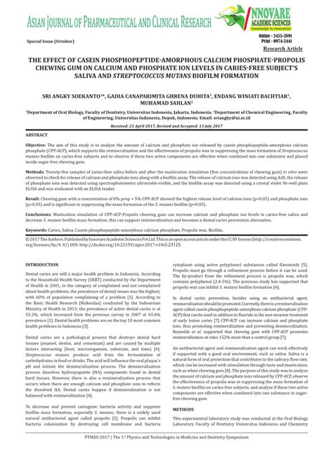 Pdf The Effect Of Casein Phosphopeptide Amorphous Calcium Phosphate Propolis Chewing Gum On