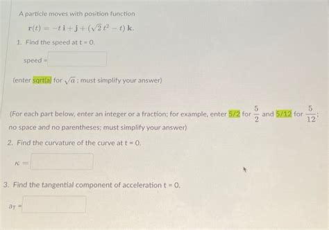 solved a particle moves with position function