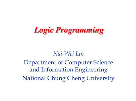 PPT Logic Programming PowerPoint Presentation Free Download ID