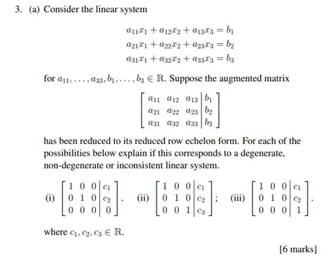 showing if linear system is degenerate non degenerate or inconsistent