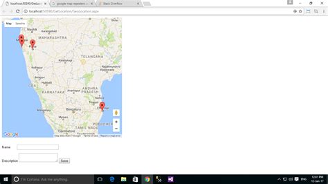 Javascript Map Not Displaying While Working In ASP NET C Stack