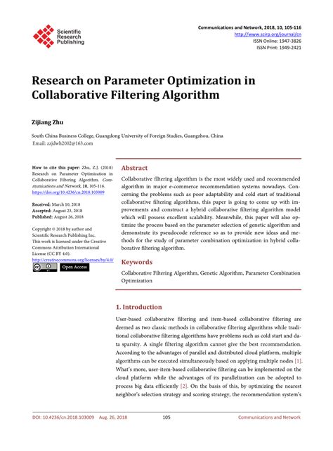 Pdf Research On Parameter Optimization In Collaborative Filtering
