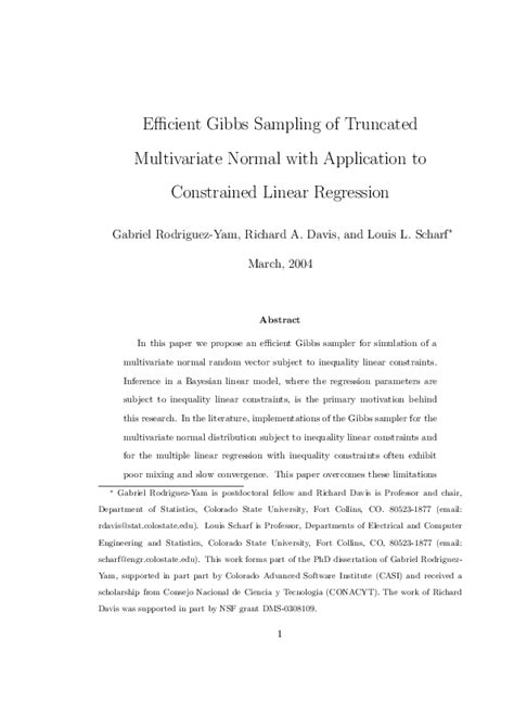 Pdf Efficient Gibbs Sampling Of Truncated Multivariate Normal With Application To Constrained