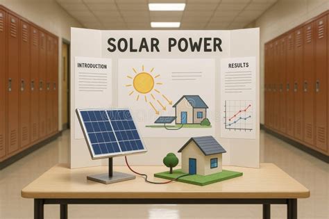 School Science Project About Solar Energy With Miniature House And Solar Panel Model On Display