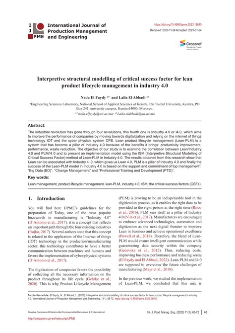 Pdf Interpretive Structural Modelling Of Critical Success Factor For Lean Product Lifecycle