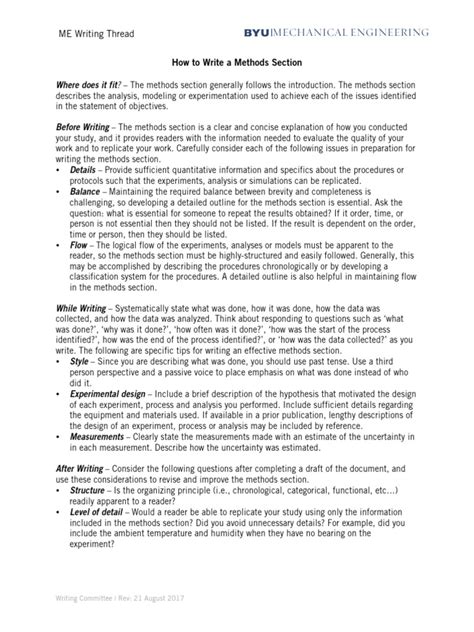 How To Write Methods Section Pdf Experiment Analysis