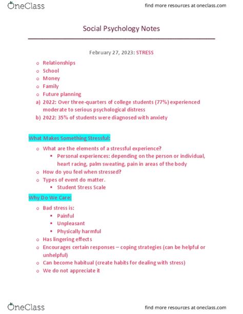 psyc 345 lecture 6 stress february 27 oneclass