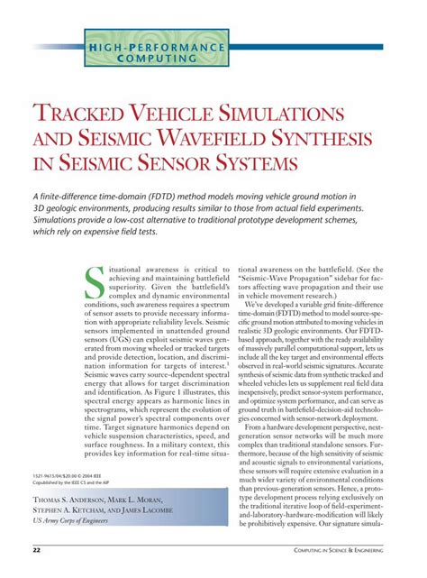 PDF Tracked Vehicle Simulations And Seismic Wavefield Synthesis In Seismic Sensor Systems