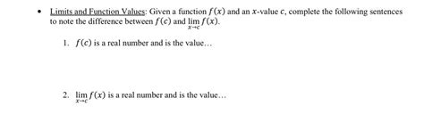 Solved Limits And Function Values Given A Function F X Chegg Com