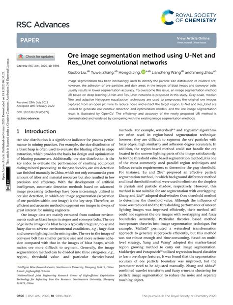 Pdf Ore Image Segmentation Method Using U Net And Resunet