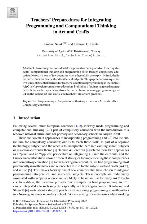 Pdf Teachers Preparedness For Integrating Programming And