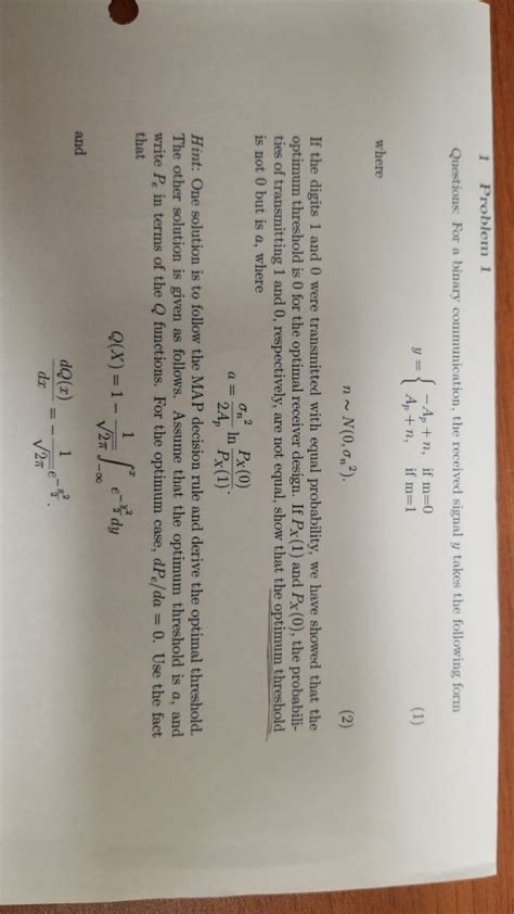 questions for a binary communication the received