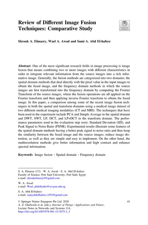 PDF Review Of Different Image Fusion Techniques Comparative Study