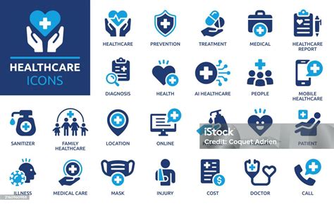 Healthcare Icon Set Solid Vector Icons Collection Stock Illustration