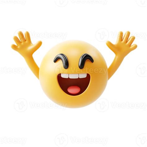 Joyful Emoji With Raised Hands Expressing Excitement And Happiness