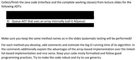 Create A Java Code That Includes All The Methods From Chegg