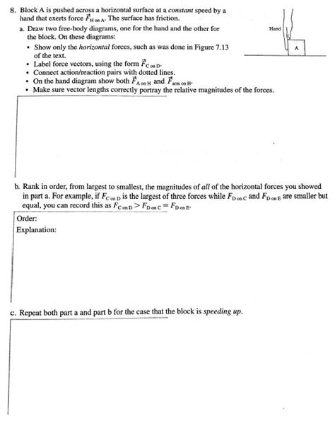 Solved 8 Block A Is Pushed Across A Horizontal Surface At A