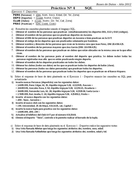 Práctica Sql 2012 Pdf Sql Bases De Datos