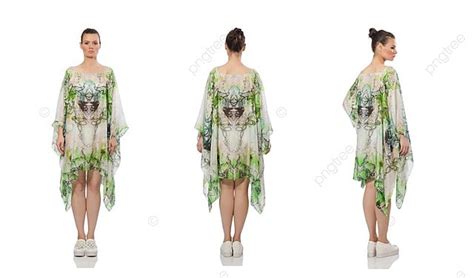 흰색으로 격리된 길고 우아한 드레스를 입은 예쁜 모델 사진 배경 및 무료 다운로드를위한 그림 Pngtree