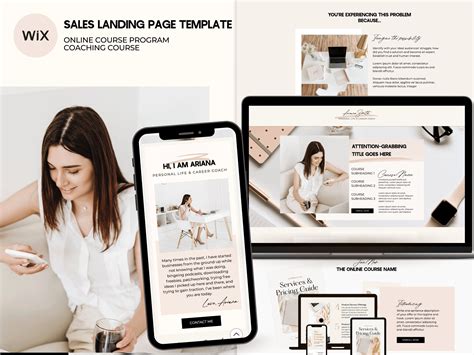online course wix website template coaching sales page sales landing