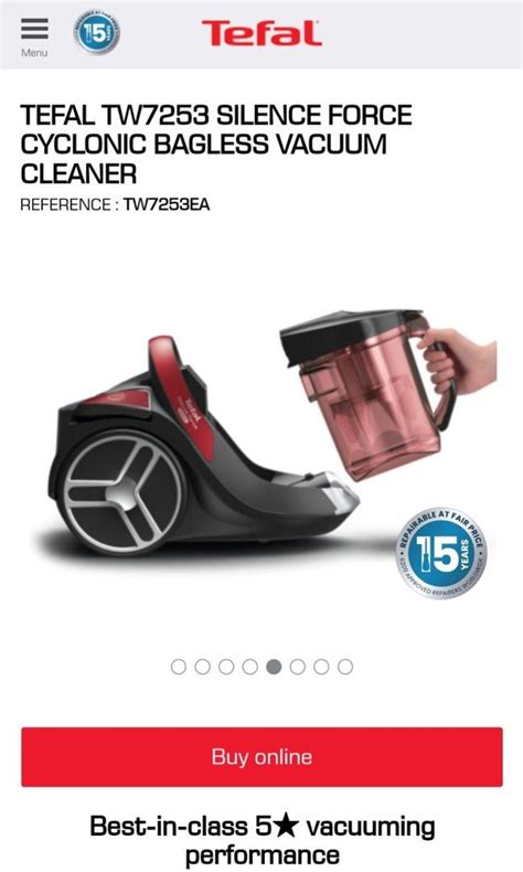 TEFAL SILENCE FORCE CYCLONIC BAGLESS VACUUM CLEANER, TV & Home ...