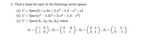 solved 5 find a basis for each of the following vector